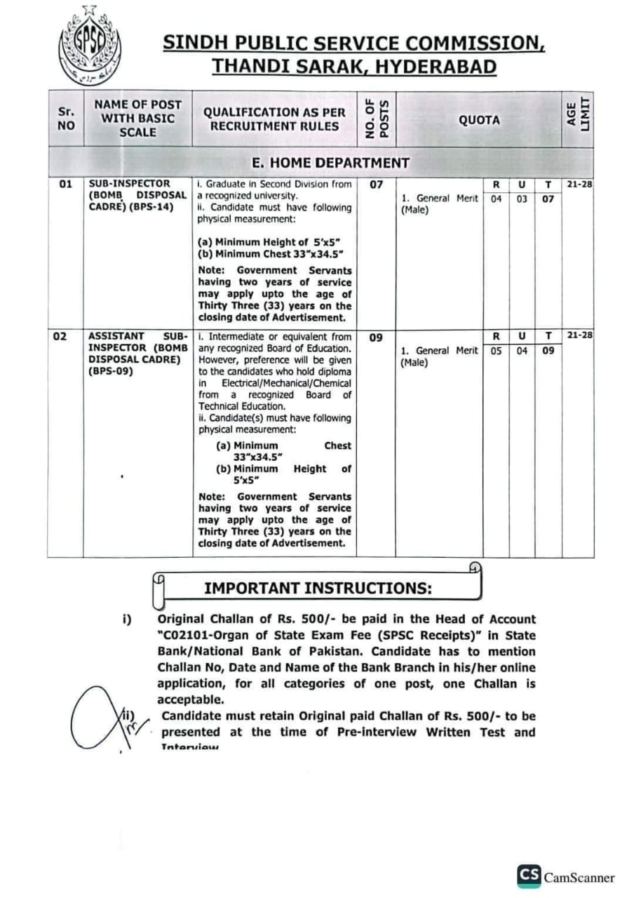 Sindh Public Service Commission SPSC Adv No 08/2023 Jobs
